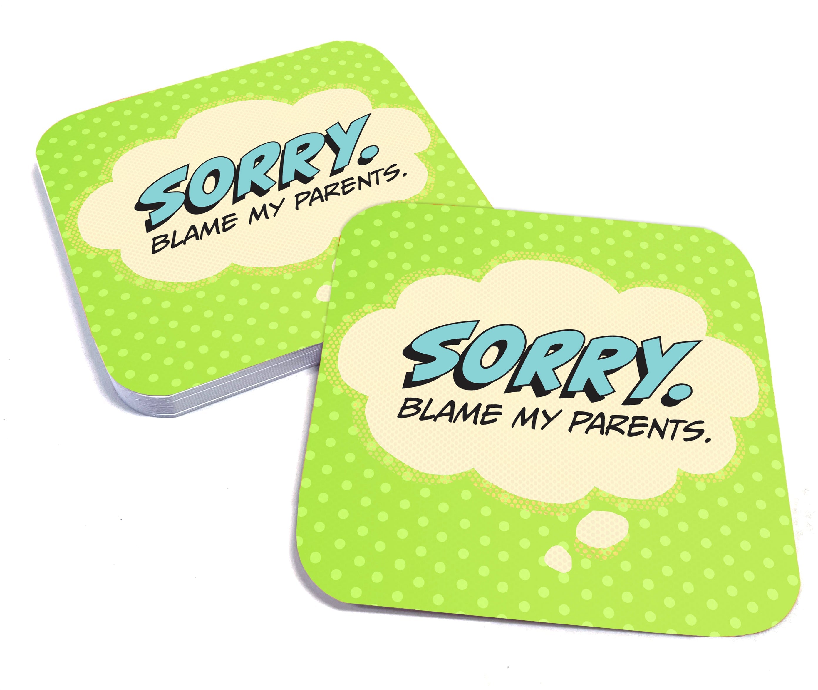 Sorry. Blame my Parents Paper Coaster Set – Papersalt