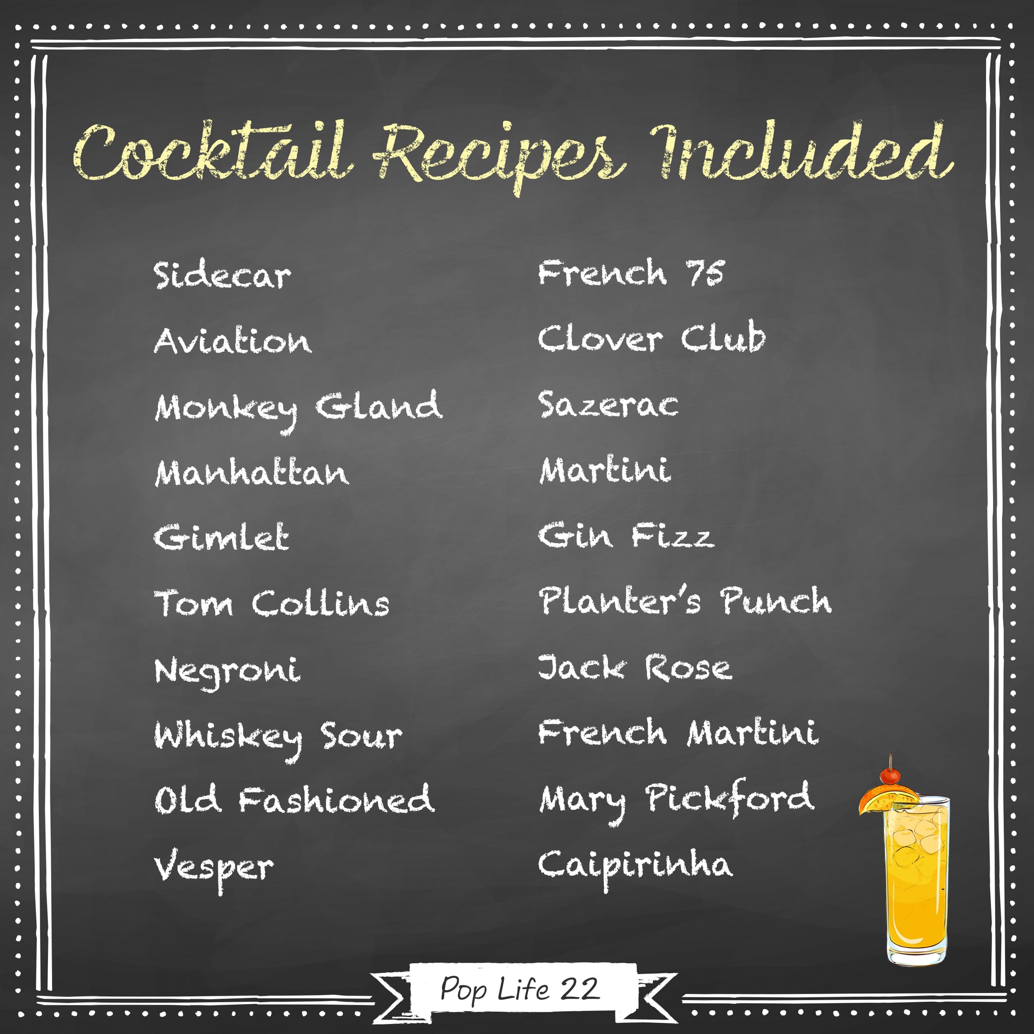 Time for a Drinky Winky! - Classic Cocktail Recipe Jumbo Note Cards ...